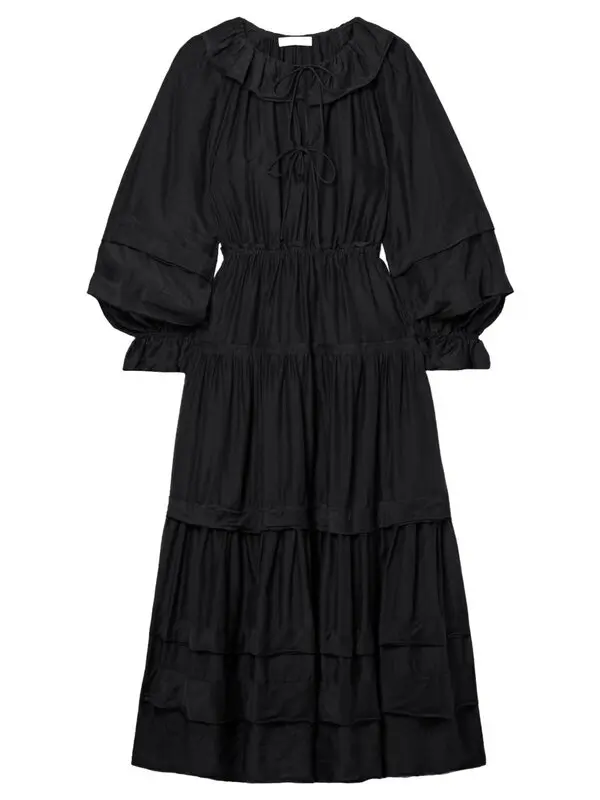 Ulla Johnson Long Sleeve Tiered Dress - Black