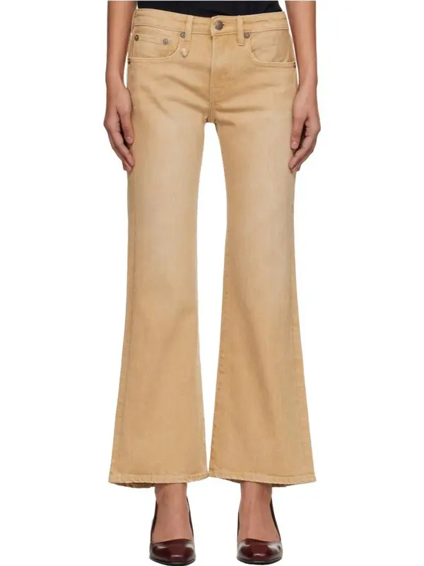 R13 Mid-rise Flared Jeans With Distressed Wash - Nude