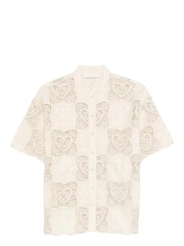 Zimmermann Wanderlust Crocheted Trim Shirt - White