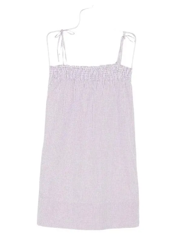 A.p.c. Gingham Check Tie-strap Mini Dress - White