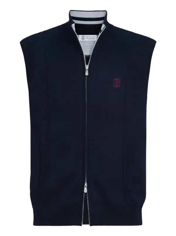 Brunello Cucinelli Zip Knit Gilet Top - Black