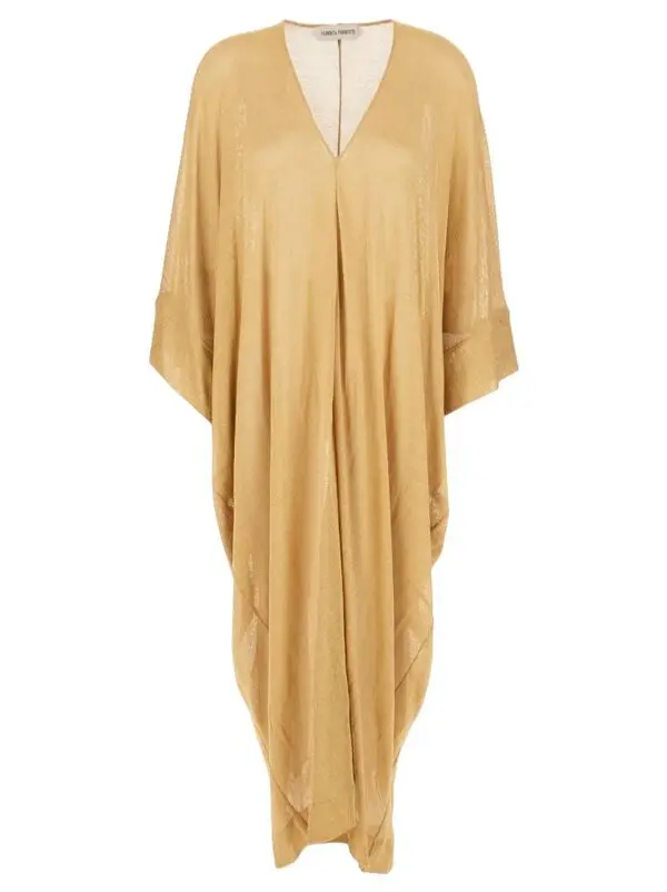 Alberta Ferretti V-neck Draped Midi Dress - Nude