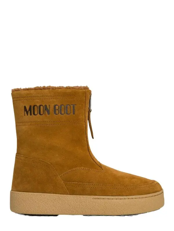 Moon Boot Zip-front Suede Boots - Cognac