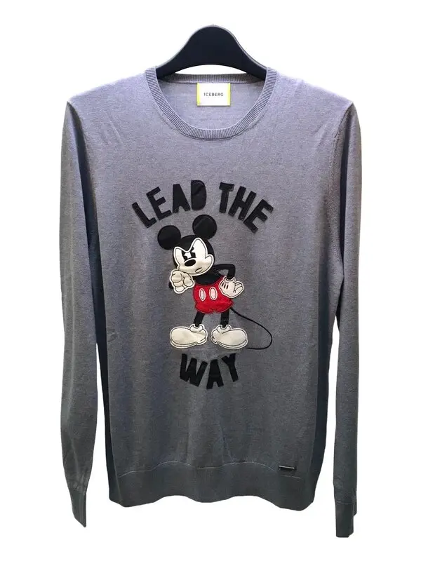 Iceberg Mickey Mouse Graphic Crewneck Sweater - Gray