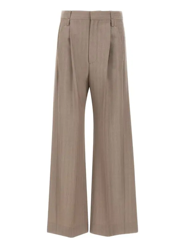 Victoria Beckham Pleated Wide-leg Trousers - Brown