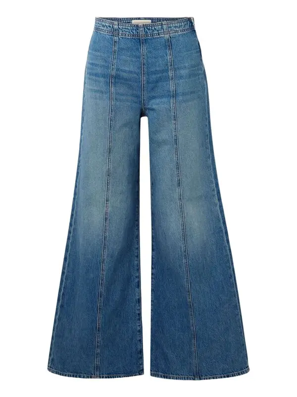 Ulla Johnson Bianca Paneled High-rise Wide-leg Jeans - Blue