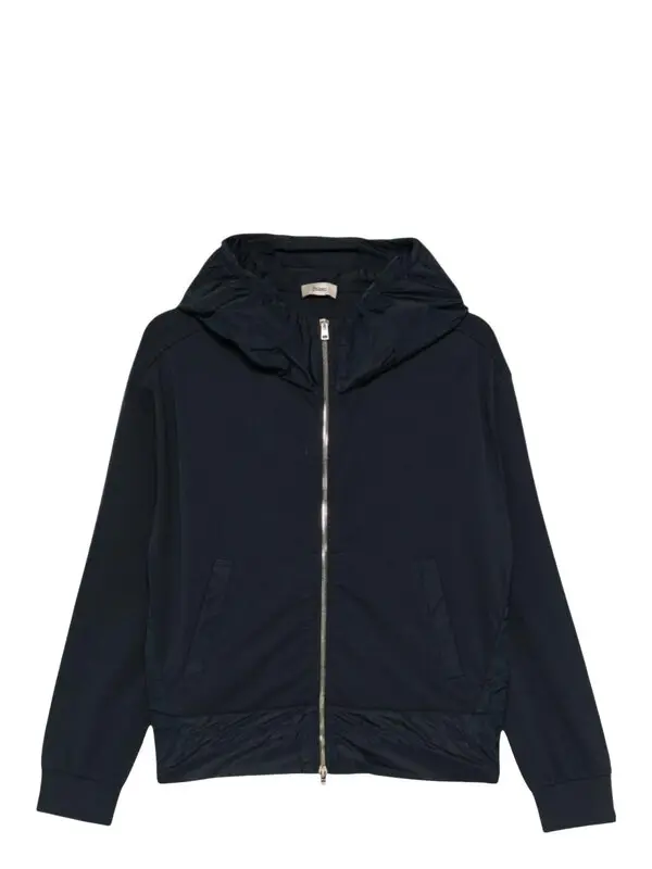 Herno Hooded Zip Jacket With Elasticated Hem - Navy Blue