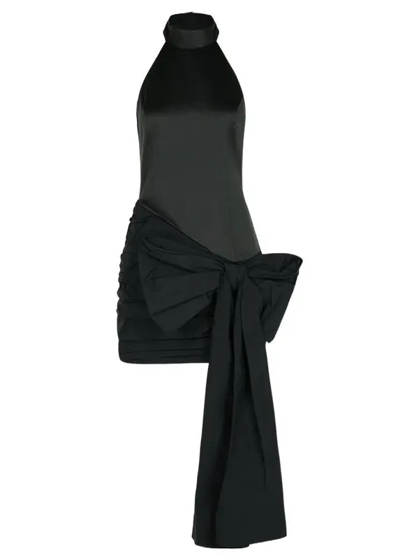 ROTATE BY BIRGER CHRISTENSEN Halter-neck Bow-detail Dress - Black