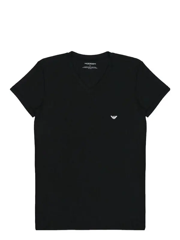 Emporio Armani Round-necked Logo T-shirt - Black