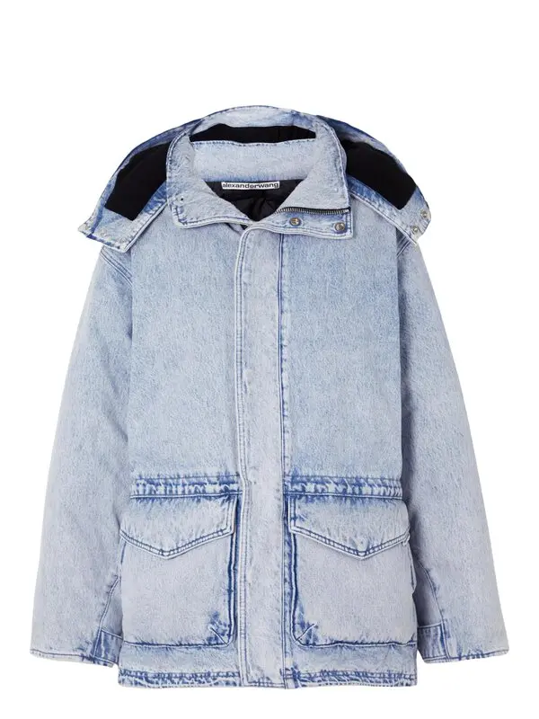 Alexander Wang Oversized Padded Denim Parka With Removable Hood - Blue