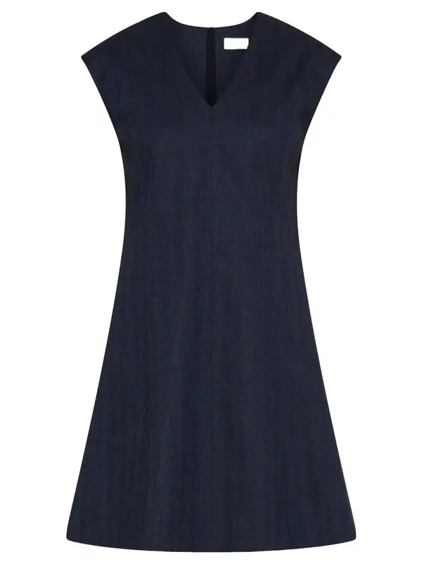 Marella V-neck Denim-look Dress - Navy Blue