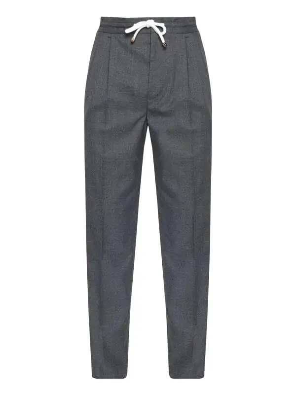 Brunello Cucinelli High-waisted Pleated Drawstring Trousers - Grey