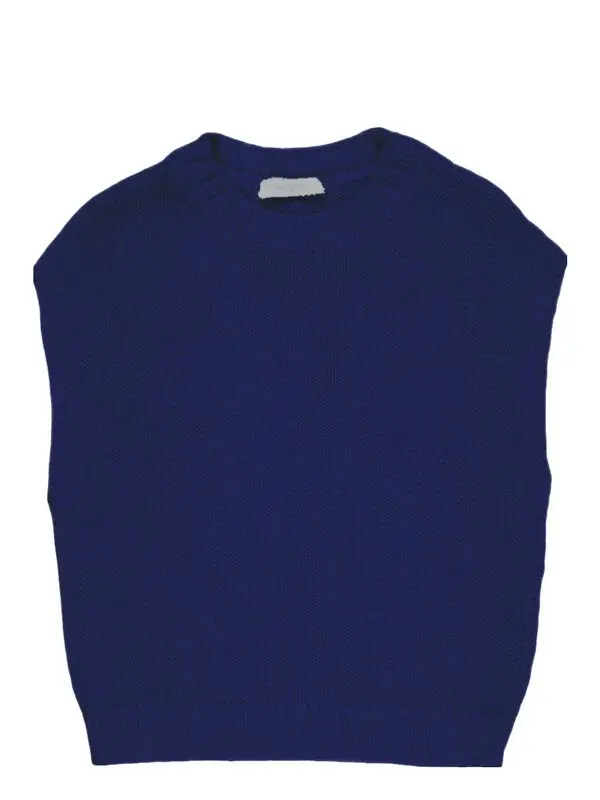 ZANONE Knitted Round Neck Sleeveless Knitwear With Ribbed Trim - Blue