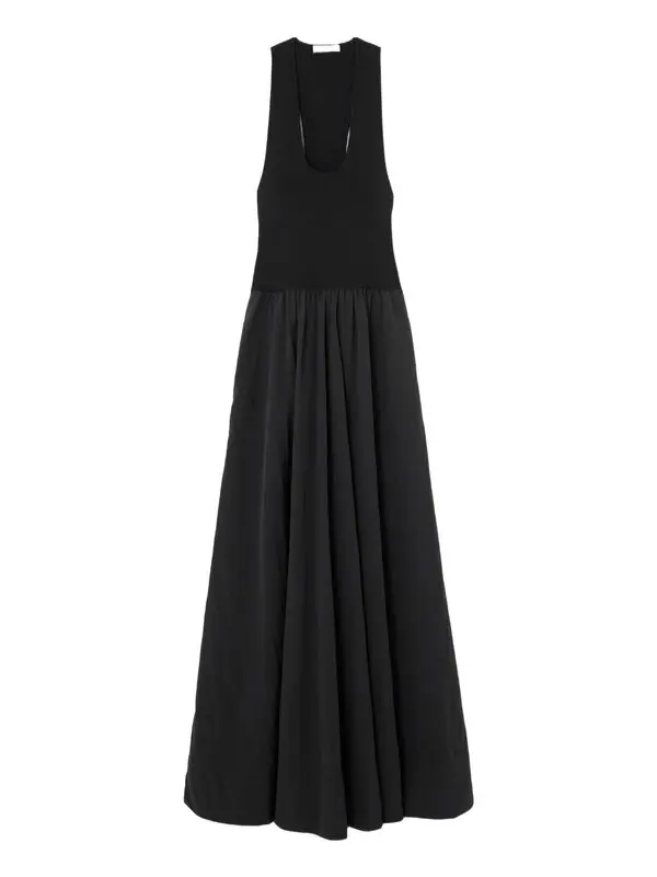 ST. AGNI Sleeveless U-neck Wide Strap Dress - Black