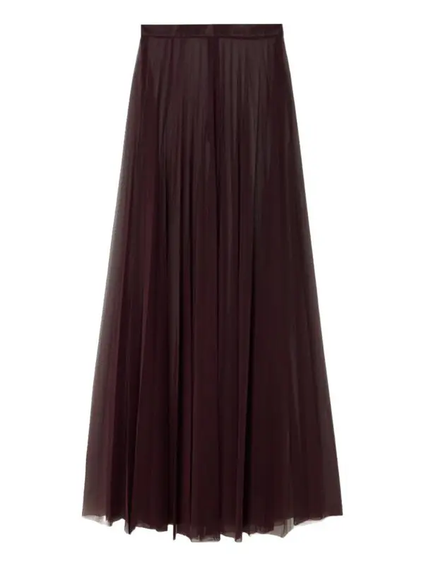 THE FRANKIE SHOP Vallen Pleated Mesh Maxi Skirt - Burgundy