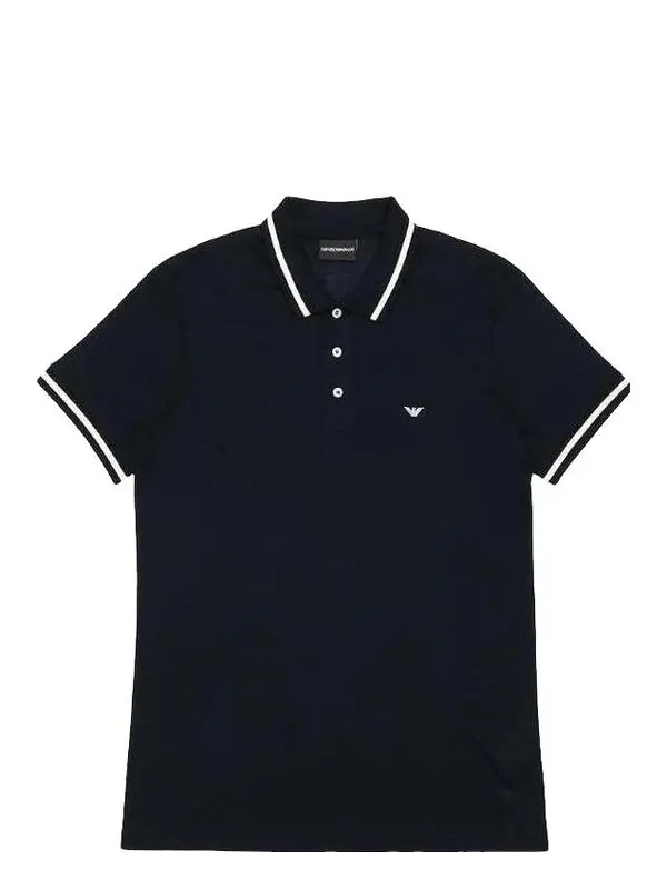 Emporio Armani Eagle Embroidered Polo Shirt - Black