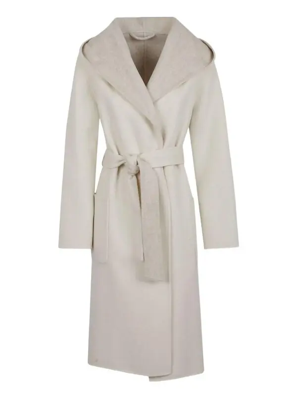 P.a.r.o.s.h Hooded Belted Coat - White