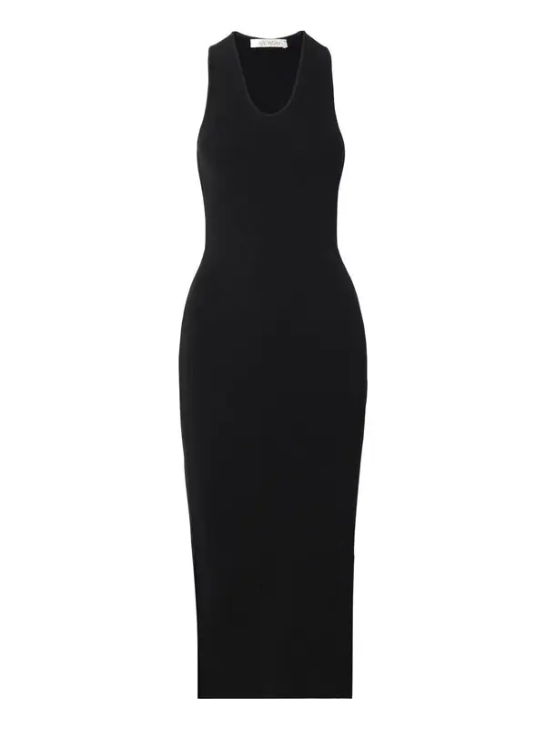 ST. AGNI Sleeveless Knit Maxi Dress With Slit - Black