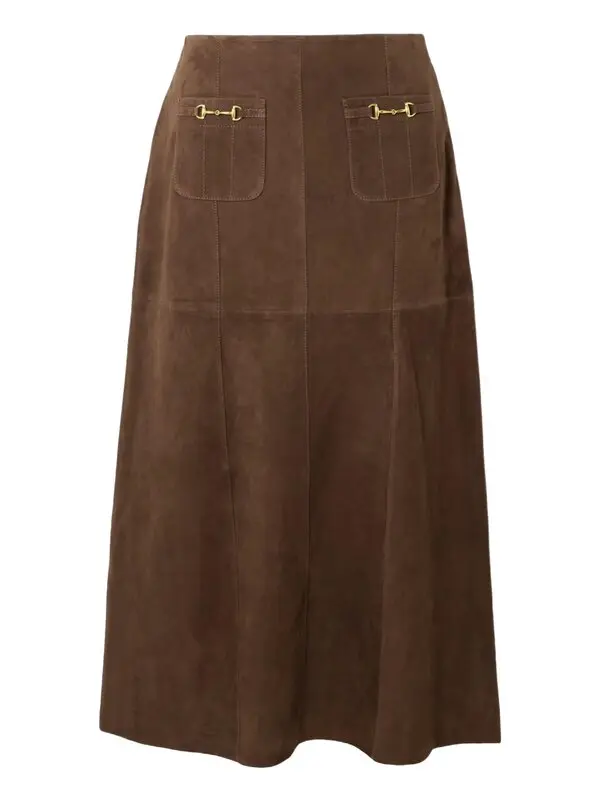 Rixo Trim-trimmed Midi Skirt - Brown