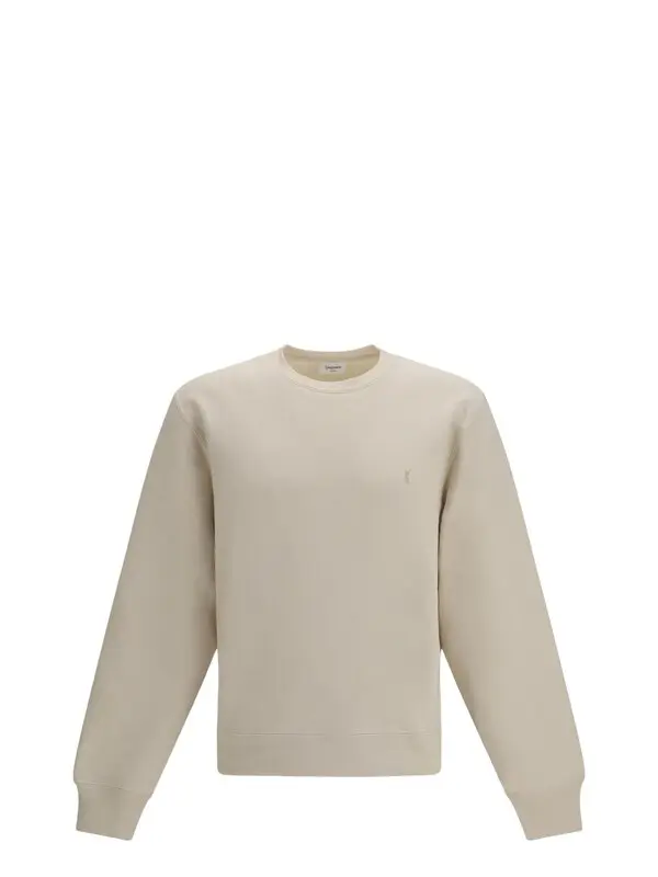 Saint Laurent Crewneck Sweatshirt With Logo Embroidery - Nude