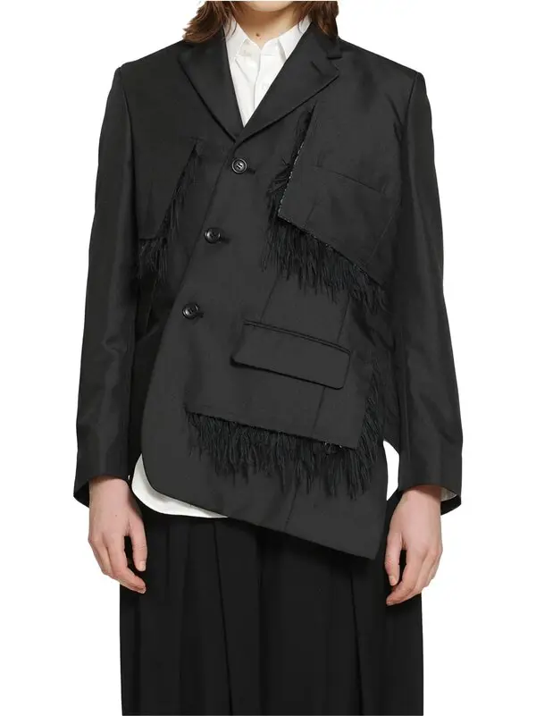 Comme Des Garçons Single-breasted Suit Jacket With Tassel And Patchwork Details - Black