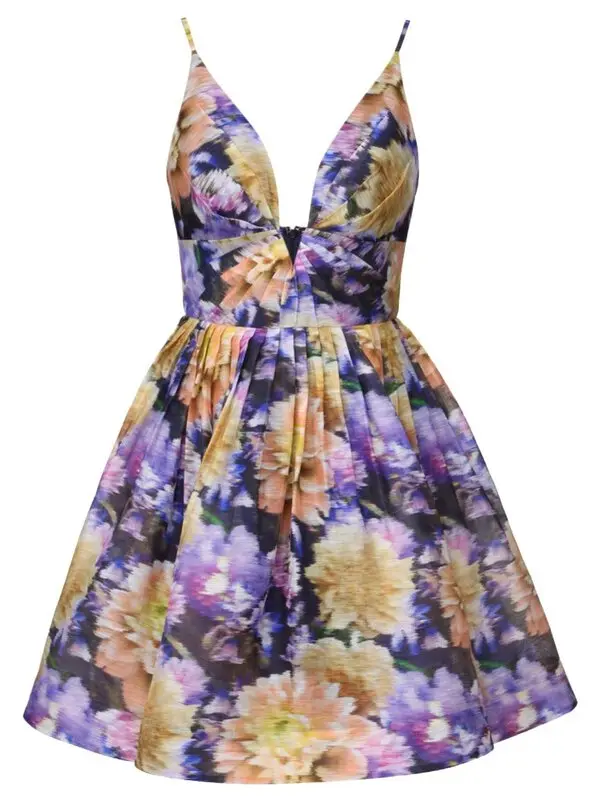 Zimmermann Pleated Floral Mini Dress - Navy Dahlia