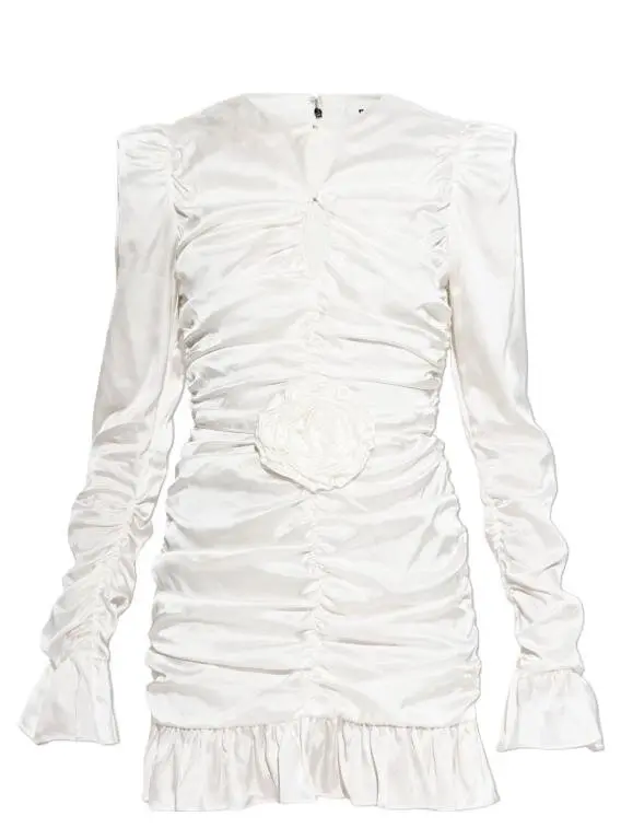ROTATE BY BIRGER CHRISTENSEN Ruffled Flower Applique Mini Dress - White