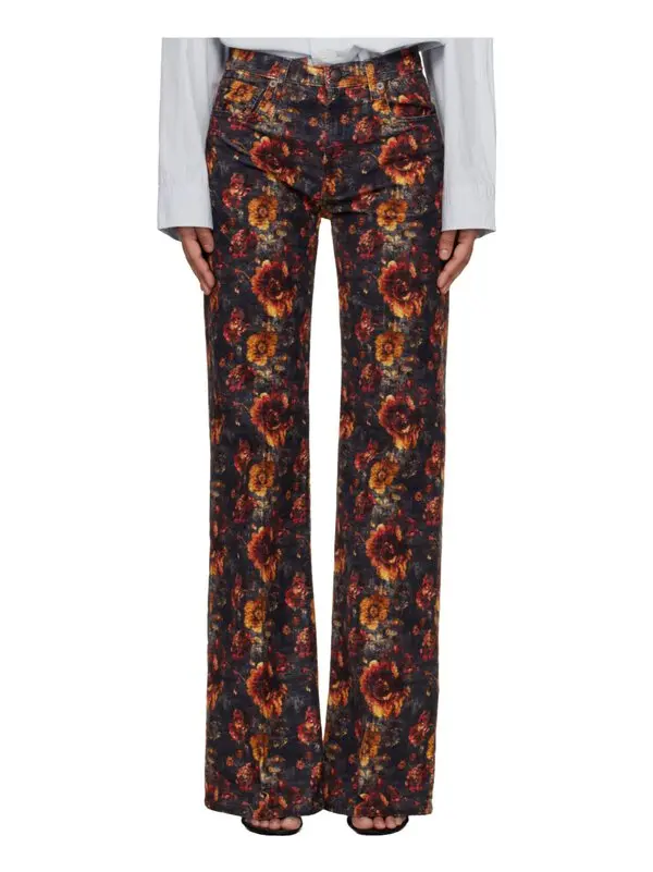 R13 Straight-leg High-waisted Printed Jeans - Black