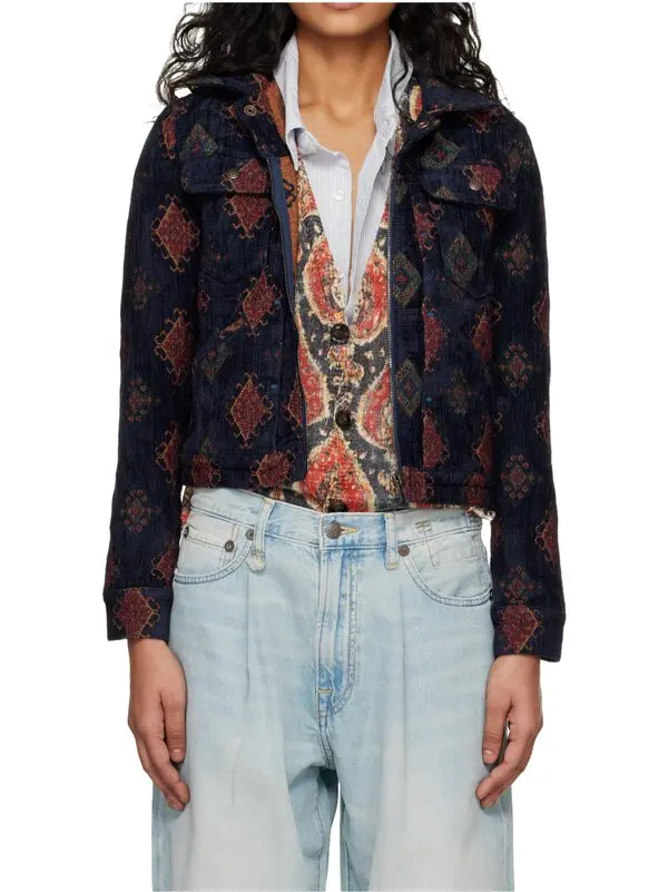 R13 Relaxed Jacquard Trucker Jacket - Black