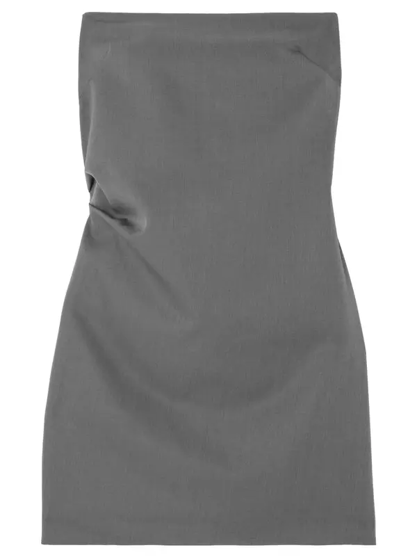 ST. AGNI Strapless Cutout Wool-blend Twill Mini Dress - Grey