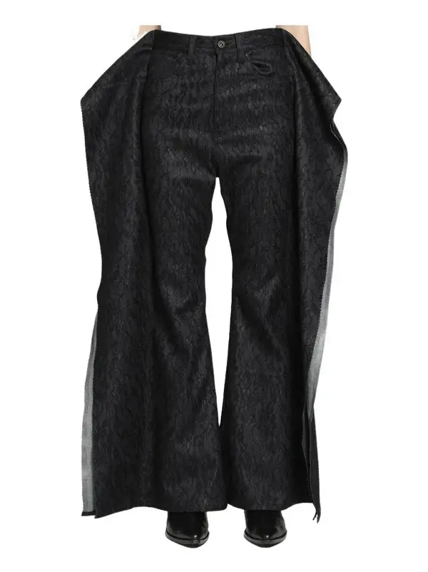 Junya Watanabe Floral Jacquard Wide Leg Trousers - Black