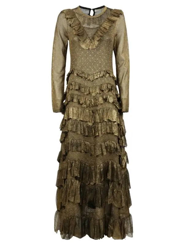 Ulla Johnson Long Sleeve Ruffled Maxi Dress - Green