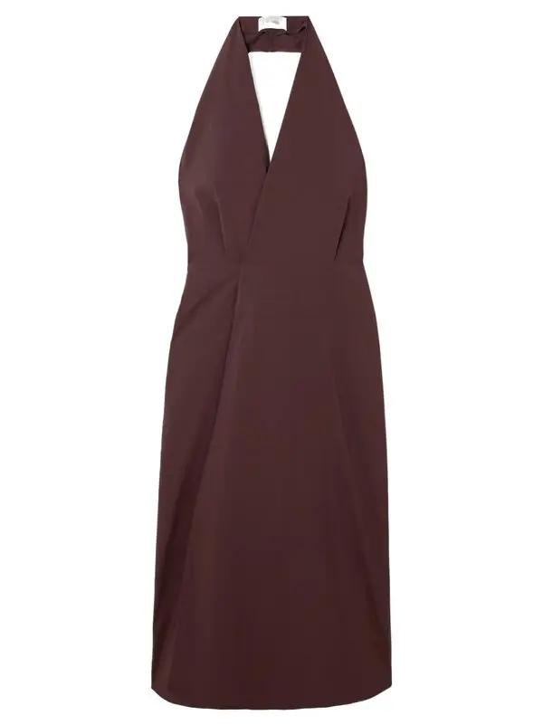 ST. AGNI Cotton-blend Poplin Halterneck Maxi Dress With Open Back - Red