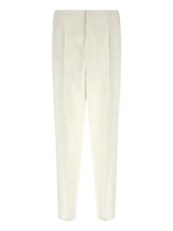Brunello Cucinelli Tapered Leg High Waist Trousers - White