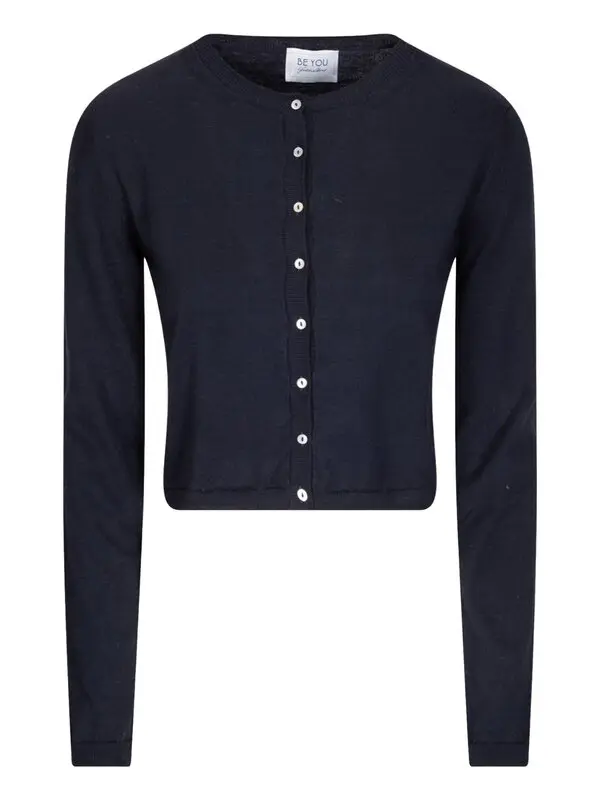 BE YOU Cropped Button-up Cardigan - Black