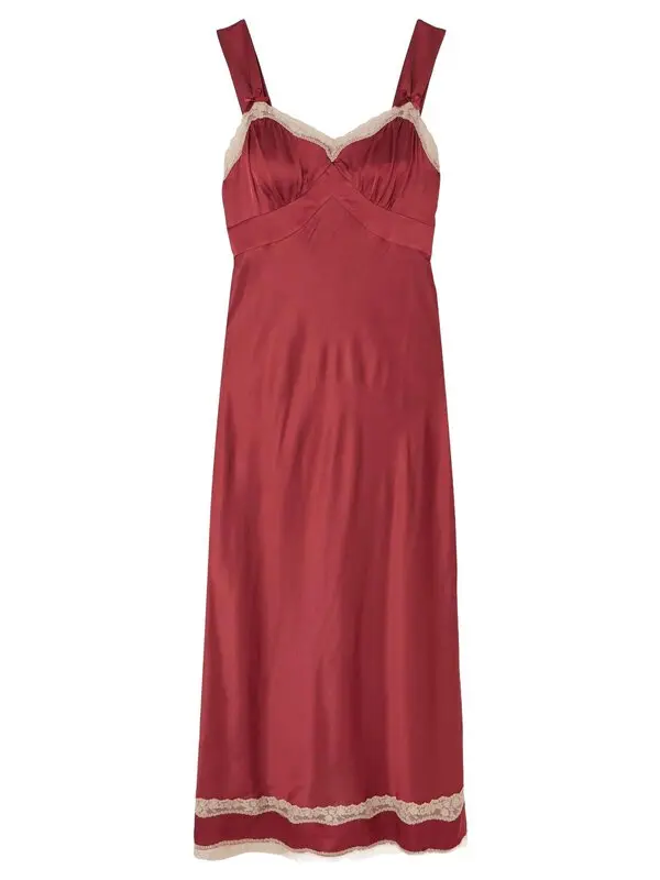 Rixo Sleeveless Midi Dress With Lace Trim - Red