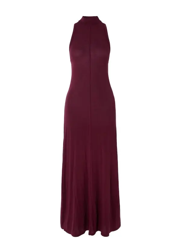 ST. AGNI Sleeveless High Neck Maxi Dress - Wine Red