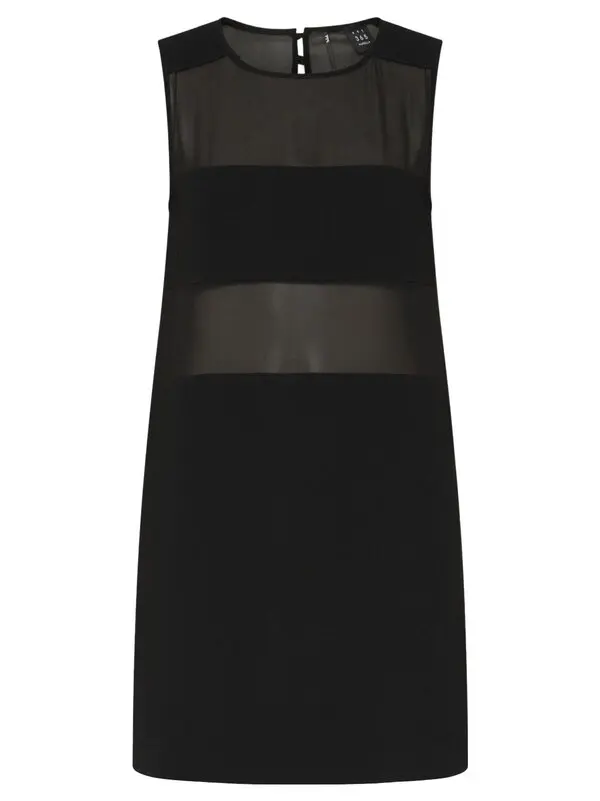 Marella Sleeveless Flared Bi-material Dress - Black