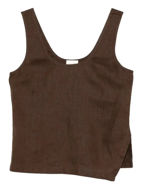 Closed Split Detail Sleeveless Top - Maple Brown