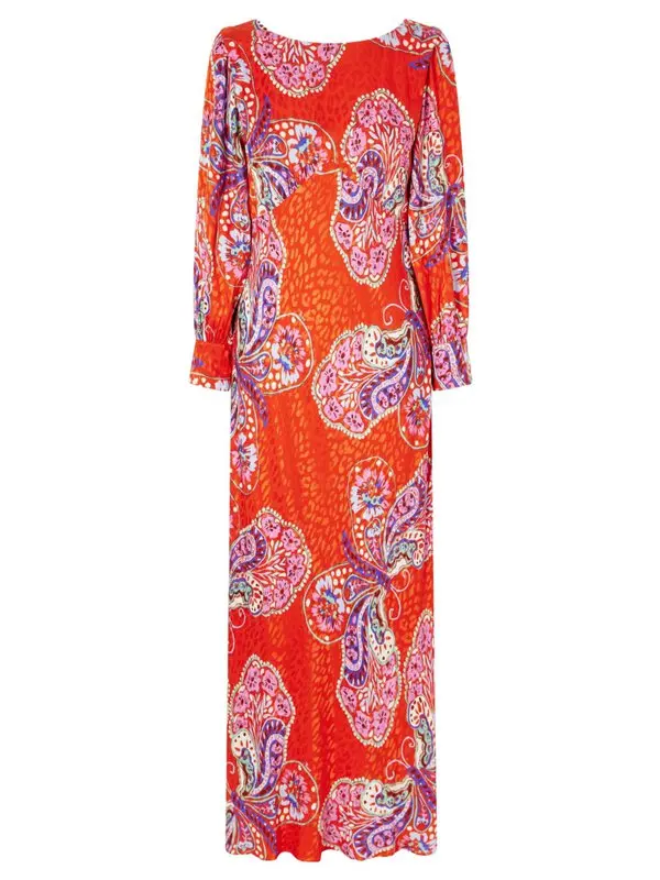 Rixo Marni Maxi Dress With Long Sleeves And Open Back - Red