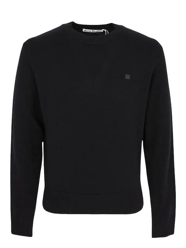 Acne Studios Crew Neck Long Sleeve Sweater - Black