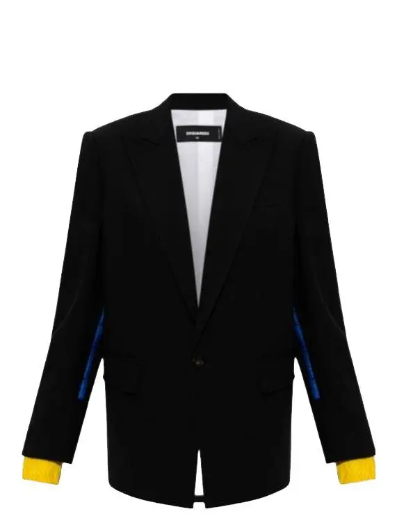 Dsquared2 Single-breasted Blazer With Contrast Cuffs - Black