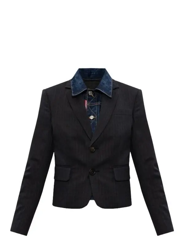 Dsquared2 Tailored Denim-trim Pinstripe Blazer - Black