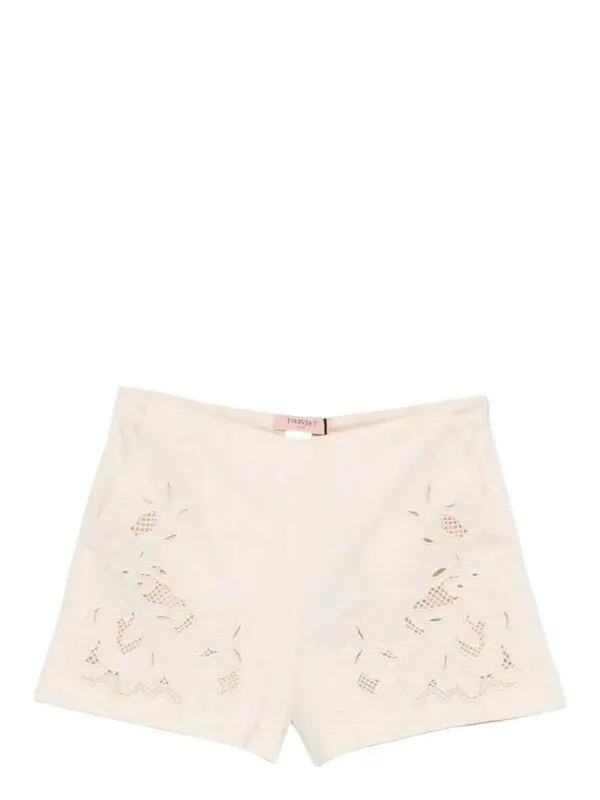 TWINSET Floral Lace Shorts - White