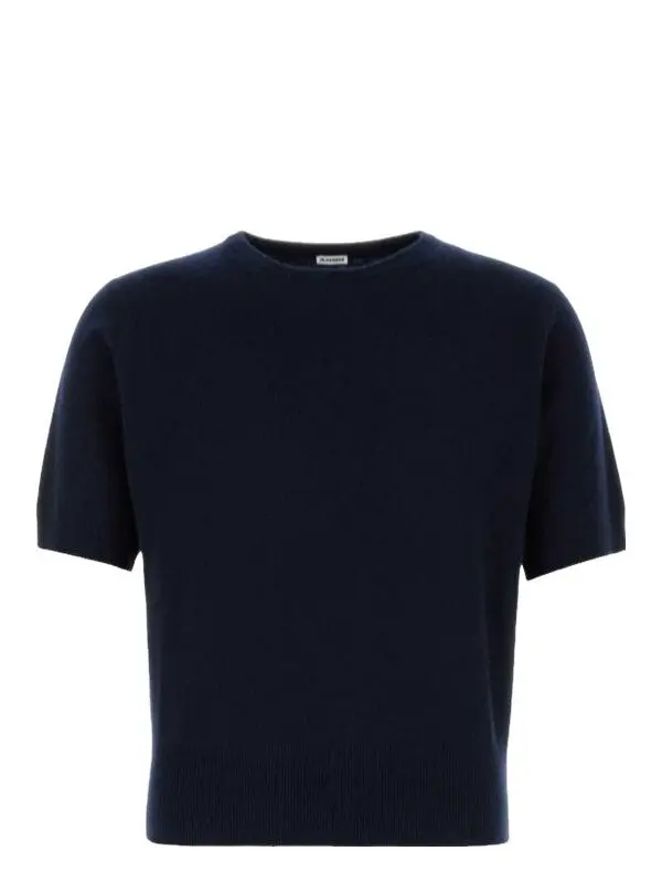 JIL SANDER Short Sleeve Knitted Sweater - Black