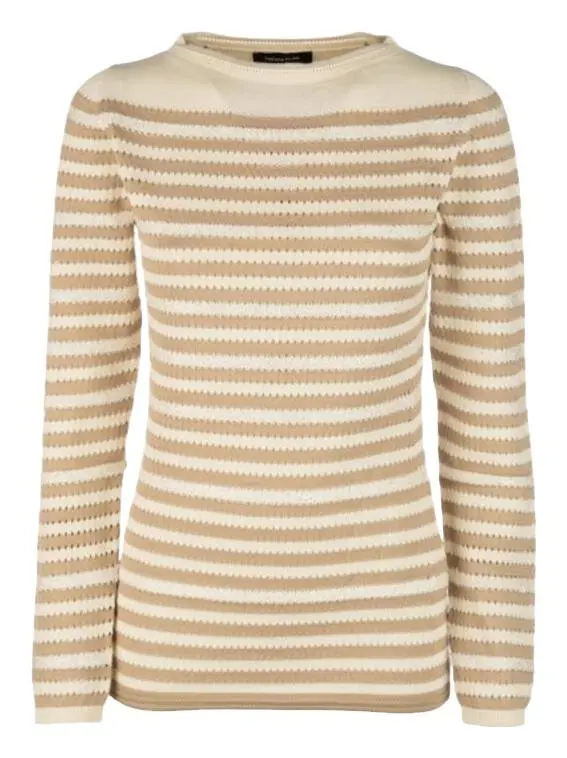 Fabiana Filippi Striped Long Sleeve Sweater - Nude