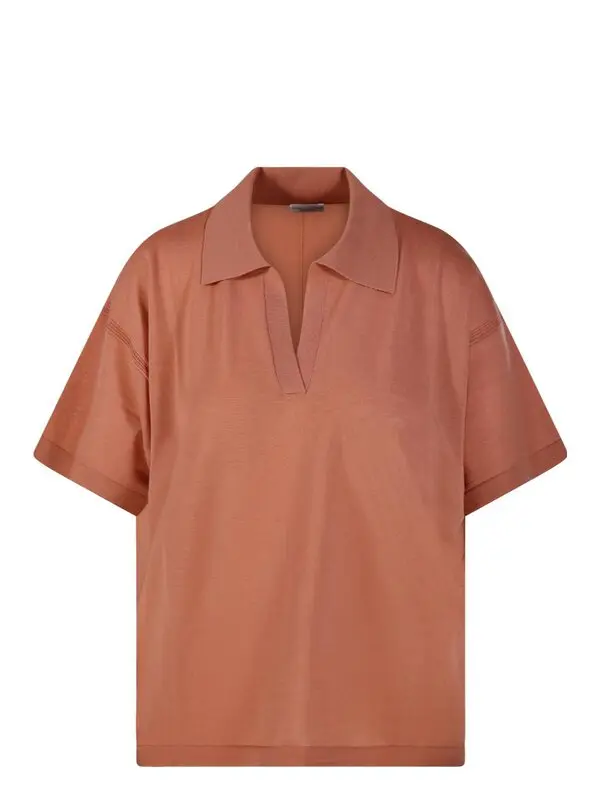 ROBERTO COLLINA Fine-knit V-neck T-shirt - Brown