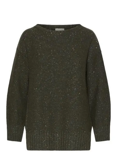 Marella Straight-fit Cashmere-blend Sweater With Sequins - Olive
