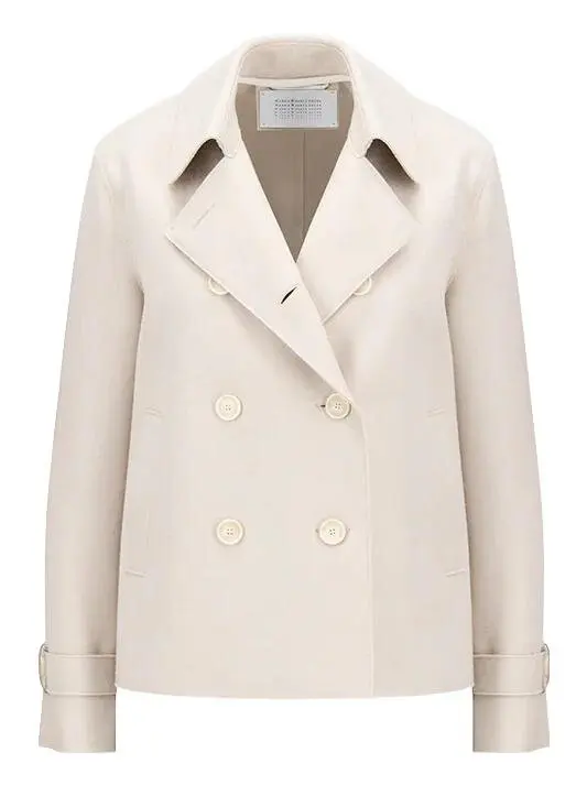 Harris Wharf London Cropped Double-breasted Coat - White