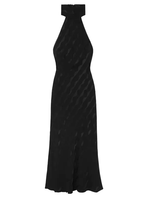 Rixo Sleeveless Printed Midi Dress With Tie Neck - Black